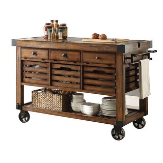 Carbon Loft Harvey Distressed Chestnut Kitchen Cart - Bed Bath & Beyond ...