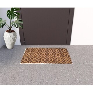 HomeRoots 18" X 30" Brown Coir Floral Outdoor Door Mat - 18' X '30 ...