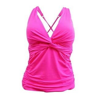 La Blanca Women's Over-The-Shoulder Twist-Front Tankini Top (6, Pop ...