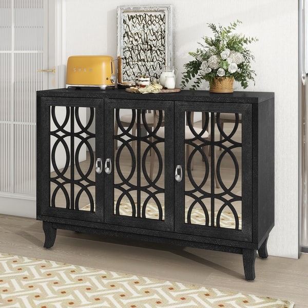 black distressed buffet table