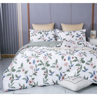 Tess Green white Floral 100% Cotton Reversible Comforter Set - Bed Bath ...