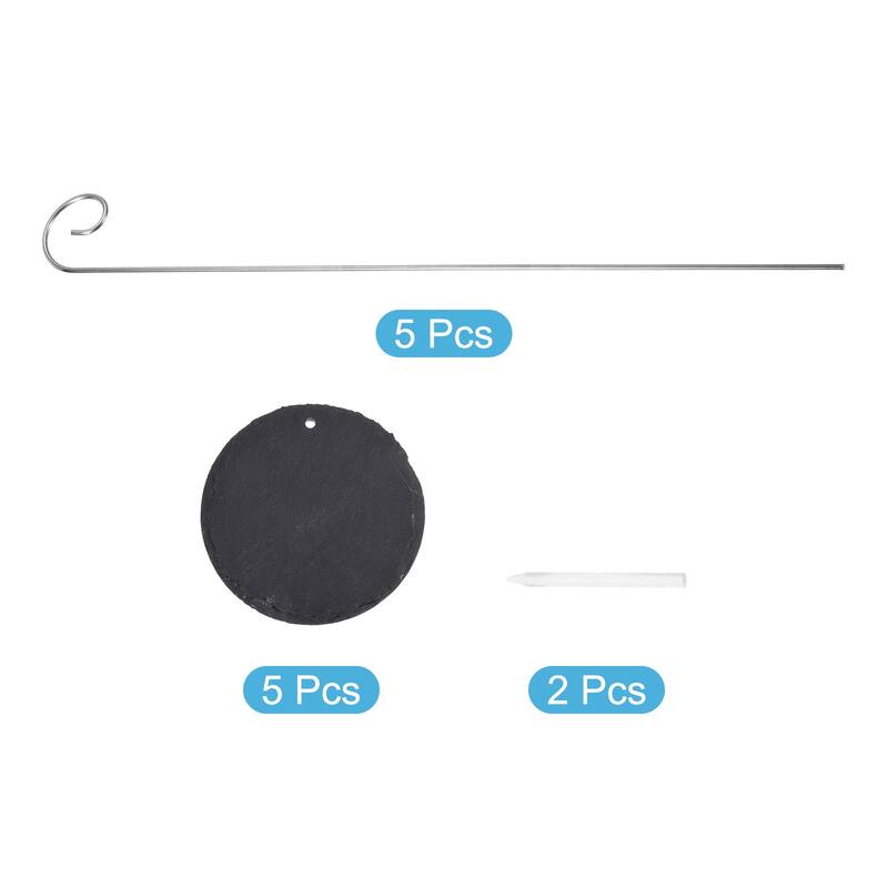 Plant Labels w Stainless Steel Hanging Rod Pen, Slate Tags Round Shape ...