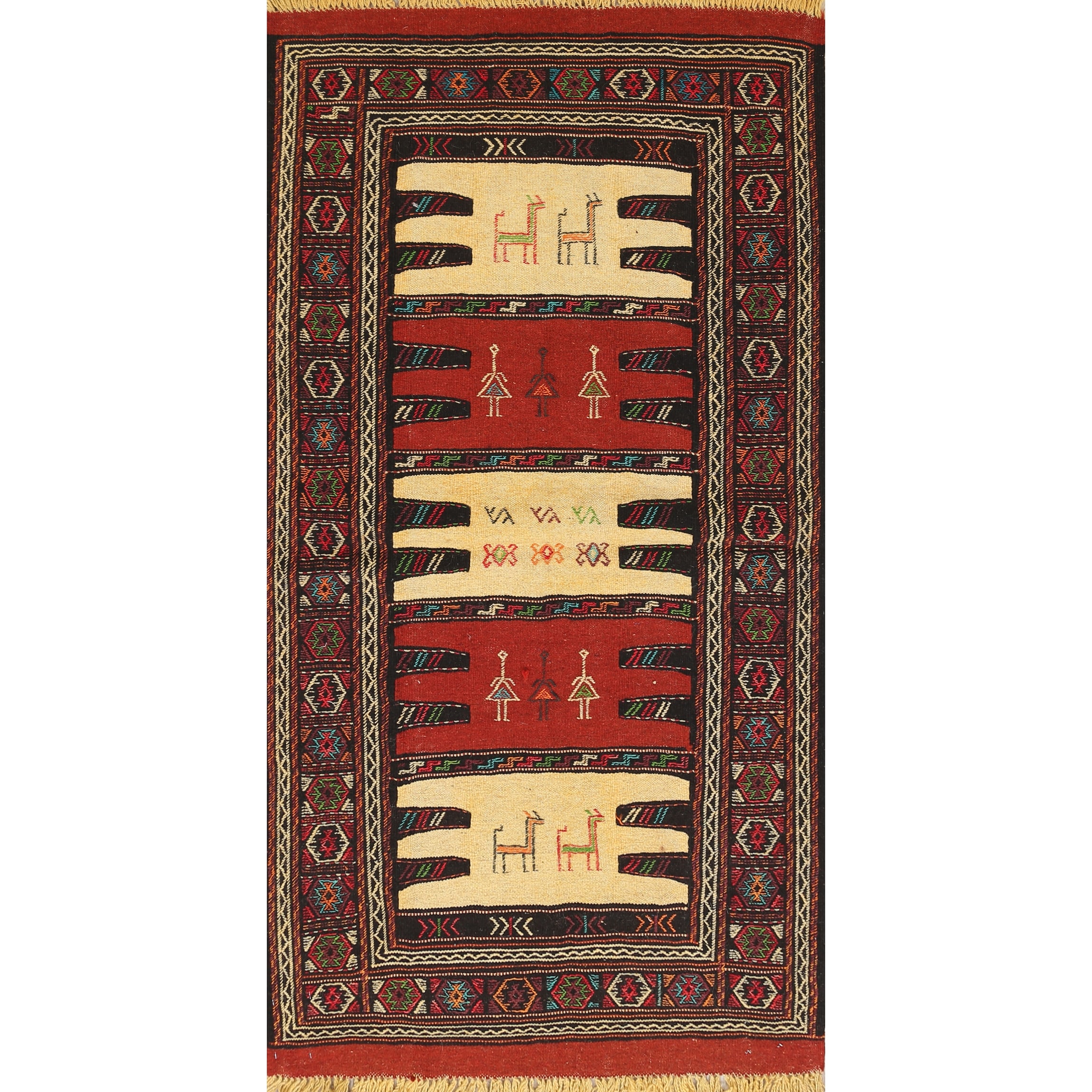Tribal Sumak Kilim Persian Kitchen Size Area Rug Wool Hand-woven - 3'3 ...