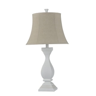 StyleCraft Poly Sand Dollar White Table Lamp - Oatmeal Softback Fabric ...