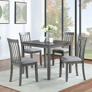 Modern Dining Set,Square Wooden Dining Table with 4 Upholstered Chairs ...