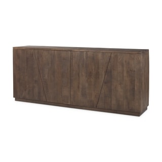 West Dark Brown Solid Wood w/ Angular Doors Sideboard - 82"W x 34"H x ...