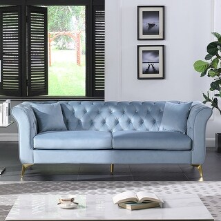 Contemporary Velvet Chesterfield Sofa with Button Tufting - Bed Bath ...