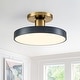 Modern Brass Blue Round LED Semi Flush Ceiling Light 15.7in - Bed Bath ...