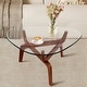 Triangle Glass Coffee Table with Rubber Wood Base - Bed Bath & Beyond ...