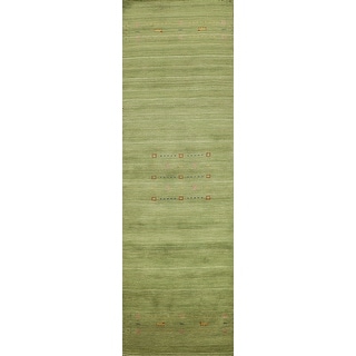 Light Green Tribal Gabbeh Oriental Runner Rug Hand-Knotted Wool Carpet ...