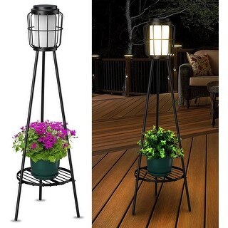 Metal Tripod Solar Lights Outdoor with Plant Stands for Garden Yard ...