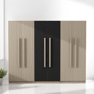 Modern 6-Door Wardrobe Closet with 4 External Drawers, 2 Internal ...