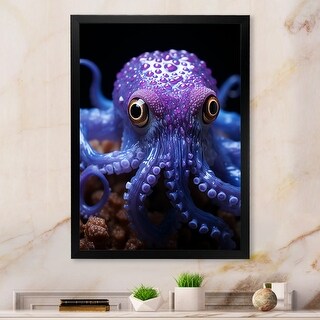 Designart "Purple Squid Enigmatic Cephalopod" Octopus/Squid Framed Wall ...