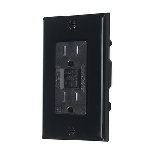 15 AMP Rectangle Black Electrical GFCI Receptacle Plastic American ...