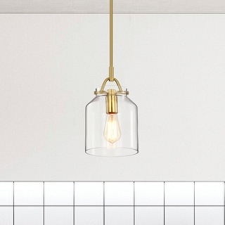 Magno Brass Pendant Light with Clear Glass Lantern Shade - Brass-Clear ...