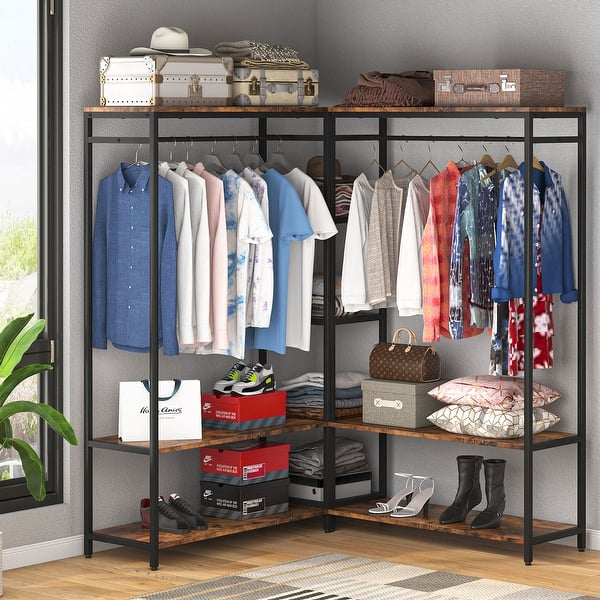 Garment Coat Rack L Shaped Clothes Rack Heavy Duty Large Clothing Rack ...