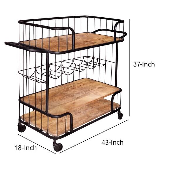 Metal Frame Bar Cart Bar Serving Cart w/ Wine Rack 2-Tier Kitchen Cart ...