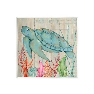 Stupell Rustic Sea Turtle Animal Wall Plaque Art Design by Emma Leach ...