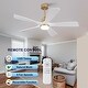 52" Solid Wood Ceiling Fan Light w/ Remote, 20W 3-Color LED, DC Motor ...