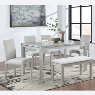 6-Piece Wooden Dining Rectangular Table with Bench, Kitchen Table with ...