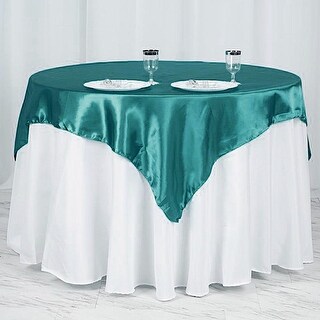 15 Satin Table Overlays Wedding Party Toppers 60" x 60" Turquoise - Bed ...