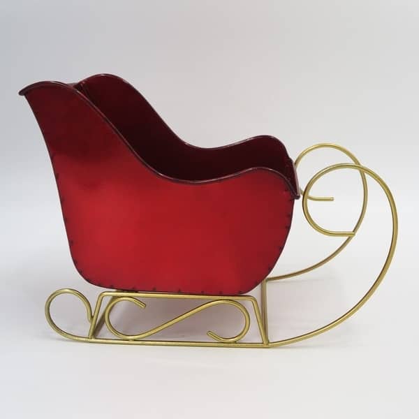 Red Lacquer Metal Sleigh With Gold Runners Planter - Bed Bath & Beyond ...