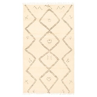 ECARPETGALLERY Hand-knotted Pak Finest Marrakesh Cream Wool Rug - 4'11 ...