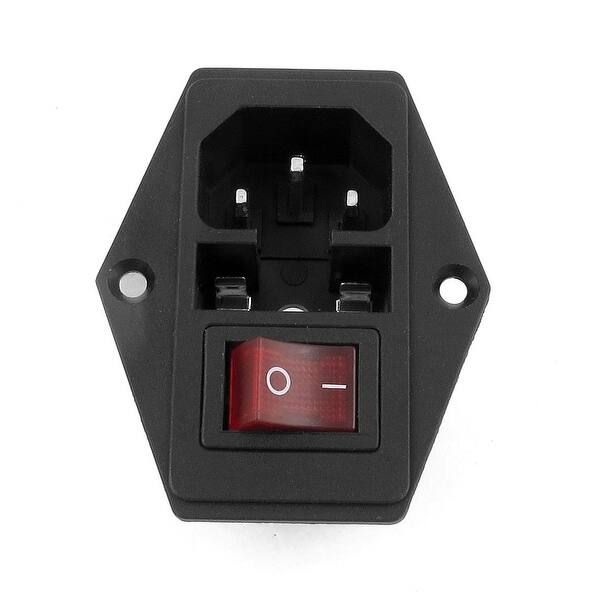 AC 250V 10A IEC320 C14 Red Light DPST Rocker Switch Fuse Holder Power ...