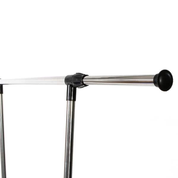 Single-bar Vertically-stretching Stand Clothes Rack with Shoe Shelf ...