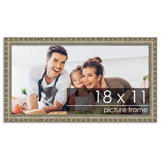 18x11 Frame Silver Ornate Antique Solid Complete Wood Picture Frame ...