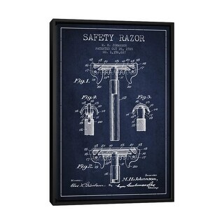 iCanvas "Razor Navy Blue Patent Blueprint" by Aged Pixel Framed - Bed ...