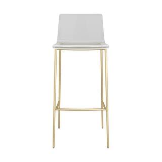 Cilla Bar Stool in Clear with Matte Brushed Gold Legs - Set of 2 - Bed ...