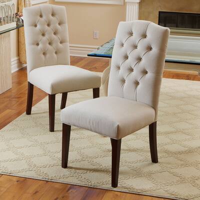Crown Fabric Off-white Dining Chairs (Set of 2) by Christopher Knight ...