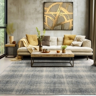 Multi Size Ivory Modern & Contemporary Plaid Hand Hooked Wool Area Rug ...