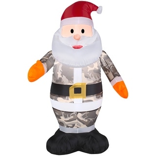 Gemmy Christmas Airblown Inflatable Outdoor Santa in Camo, 3.5 ft Tall ...