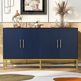 Cross-Leg Design Sideboard / Navy Blue Storage Cabinet / Console Table ...