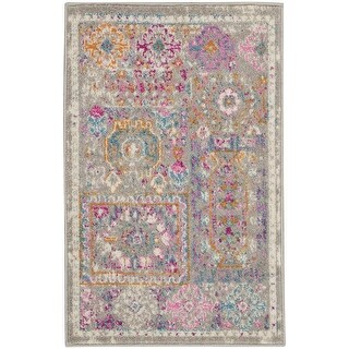 2' x 3' Gray Distressed Ornamental Scatter Rug - 3'6" Round - Bed Bath ...