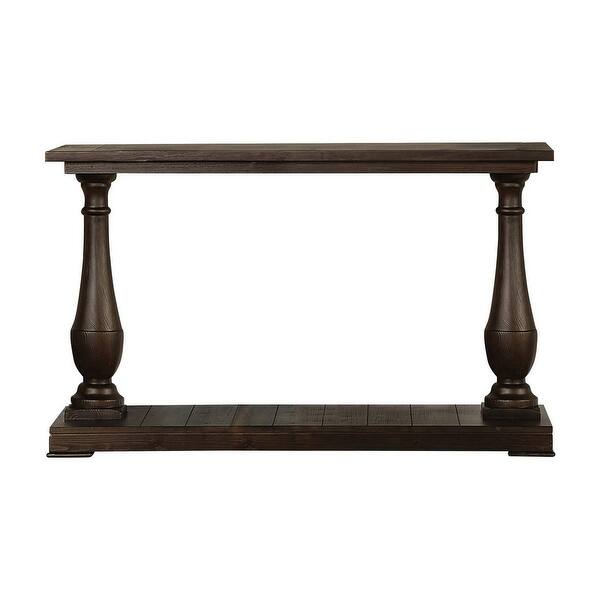 Aria 48 Inch Console Sofa Table, Plank Top, Turned Pedestal Base, Brown ...