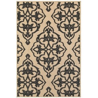 Cayman Outdoor Polypropylene Floral Rectangle Accent Rug - Bed Bath ...