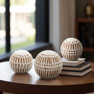 Sagebrook Home Neutral Modern Line Design Decorative Orb Set of 3 - On ...