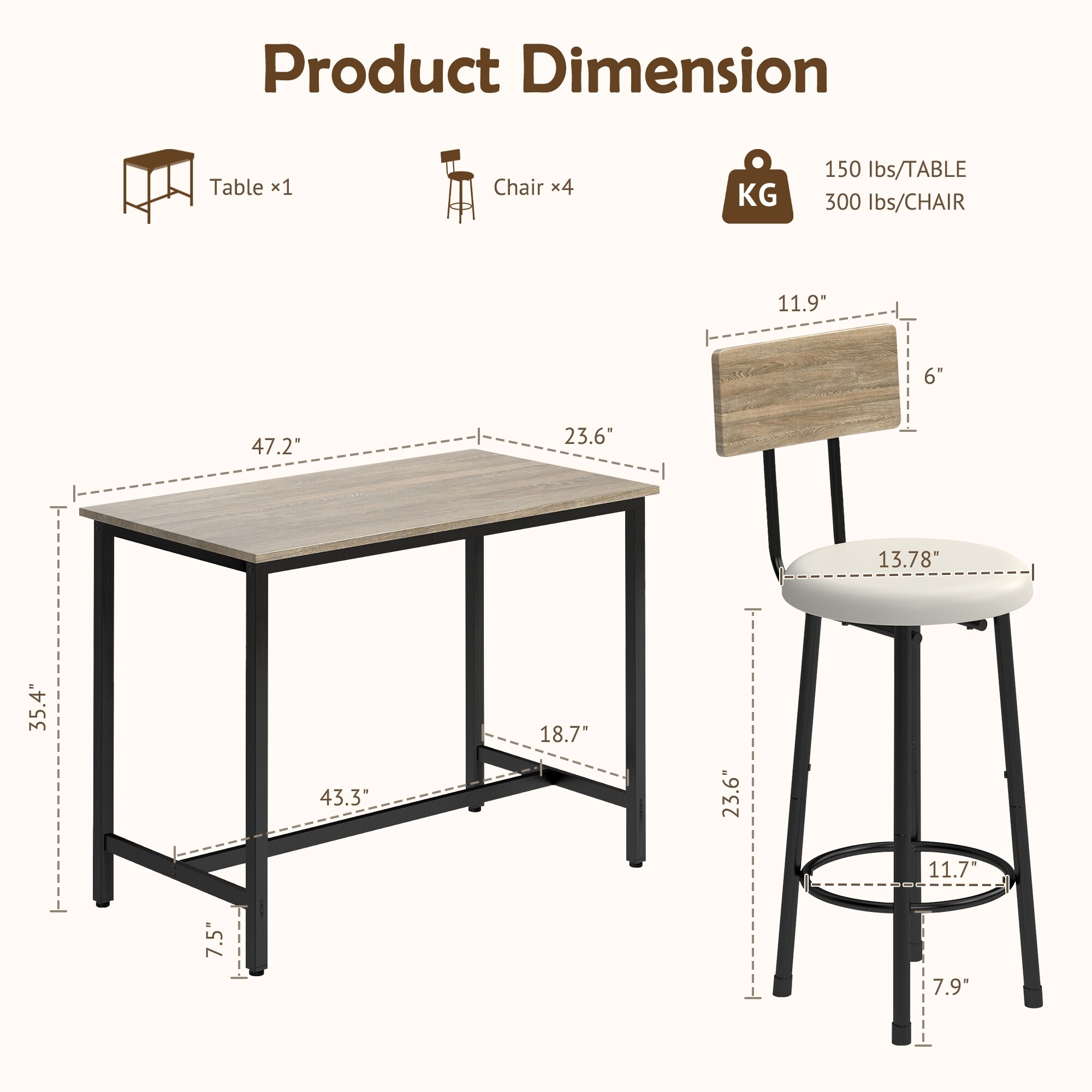 narrow dining table dimensions