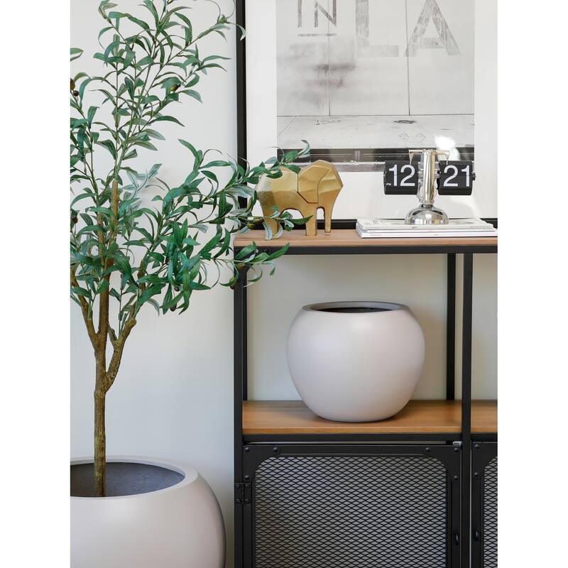 Indoor/Outdoor 1-piece Large Minimalist Fiberstone Lightweight Round ...