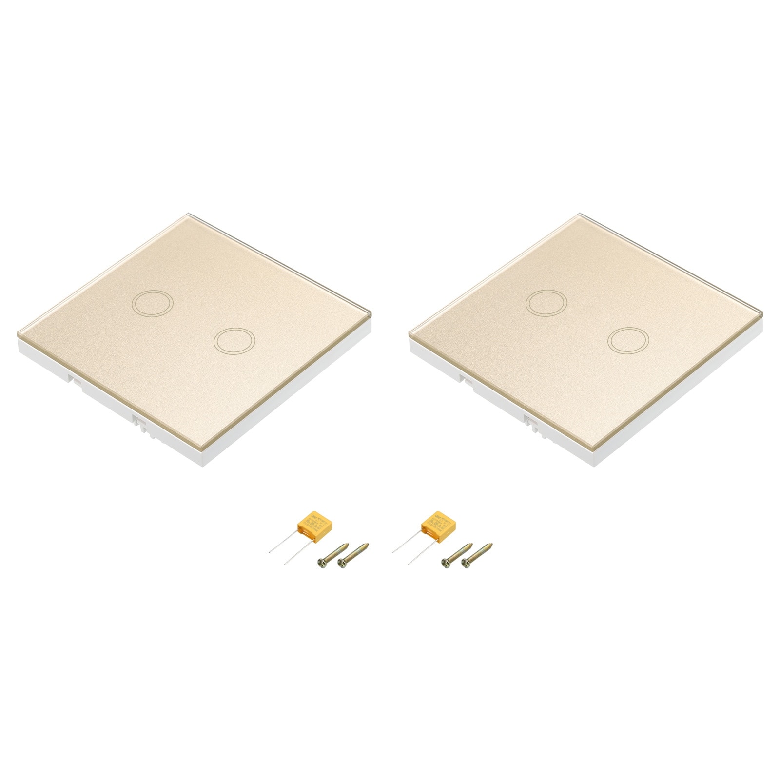 Touch Light Switch 2 Gang 1 Way Glass Panel Gold Tone with LED ...