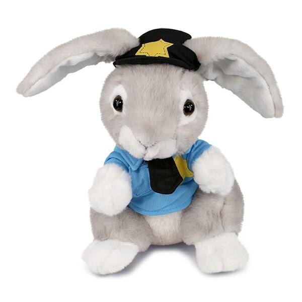 DolliBu Grey Rabbit Police Officer Plush Toy with Cop Uniform and Cap ...