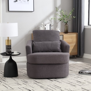 Modern Round Accent Sofa Chair with 360 Degree Swivel Chair Barrel ...