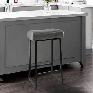 26 Inch Backless Counter Stool With Leatherette Seat Set Of 2 Gray ...