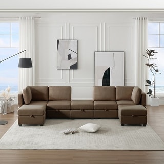 Free Combinations Storage Functional Modular Sectional Sofa with Thick ...