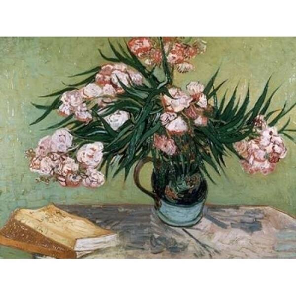 Vase With Oleanders And Books Poster Print By Vincent Van Gogh Item Varpdx3vg060 - Bed Bath ...