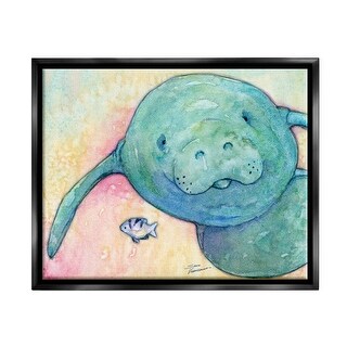 Stupell Smiling Manatee Aquatic Wildlife Fish Rainbow Pattern Floater ...