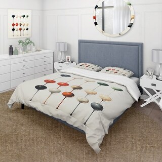 Designart "Minimalism Golf Tees IV" Multi-Color Modern - Bedding Set ...